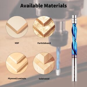 Downcut Spiral Flush Trim Router Bit, 1/4 Inch Shank Solid Carbide Flush Trim Router Bits Spiral with Nano Coated by EANOSIC (1/4" Shank Down-Cut)