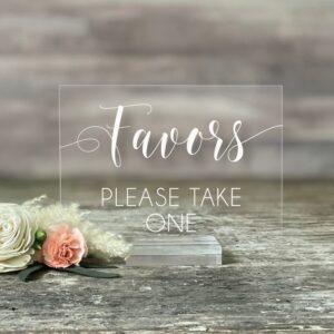 acrylic wedding favors sign | favors please take one acrylic sign | acrylic favors sign | wedding favors sign | acrylic wedding sign (5x7, clear acrylic stand)