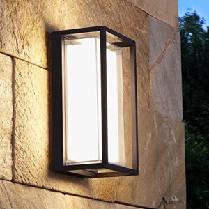 tootok outdoor wall sconce,porch lights outdoor,exterior light fixture,outdoor wall lights,outdoor light fixtures mount,h9.7inch,double shades anti-uv,led 12w warm white,black,entry,garage,patio