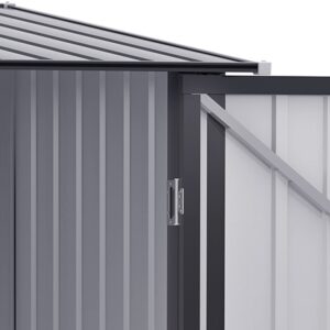 Outsunny 3.3' x 3.4' Outdoor Storage Shed, Galvanized Metal Utility Garden Tool House, 2 Vents and Lockable Door for Backyard, Bike, Patio, Garage, Lawn, Dark Gray