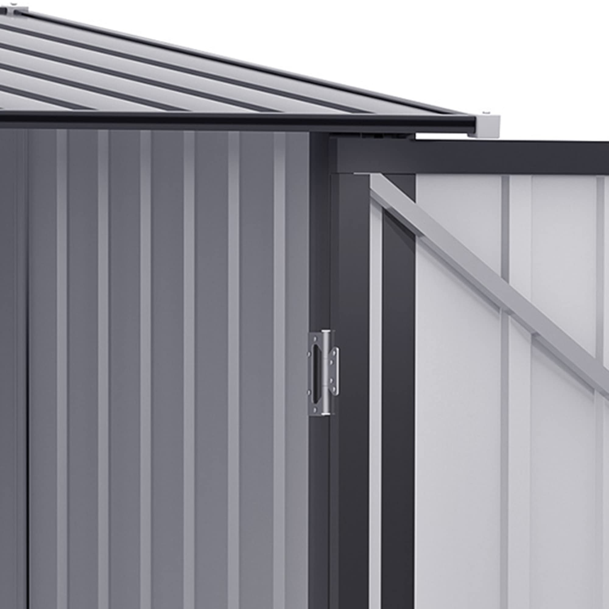 Outsunny 3.3' x 3.4' Outdoor Storage Shed, Galvanized Metal Utility Garden Tool House, 2 Vents and Lockable Door for Backyard, Bike, Patio, Garage, Lawn, Dark Gray