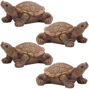 4 pcs mini turtles miniature figurines simulation small tortoise ornaments realistic sea turtles resin cute beach sea turtles for bonsai craft fairy garden succulent planter decorations