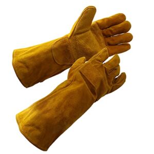 sprigholly 16inch /mig/stick welding gloves heat/fire resistant, mitts for oven/grill/fireplace/furnace/stove/pot holder/tig welder/mig/bbq/animal handling glove with 16 inches extra long sleeve