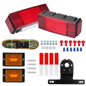 limicar boat trailer lights, trailer light kit, led trailer lights with 25ft trailer wiring harness kit, ip68 trailer lights for truck marine rv camper snowmobile over 80" inches