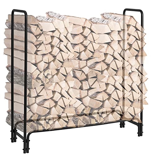 SINGLYFIRE 4ft Firewood Rack Outdoor Firewood Holder Fire Wood Rack Heavy Duty Log Rack for Patio Deck Easy Assemble Firewood Log Storage Stand for Outdoor Indoor Fireplace Tool