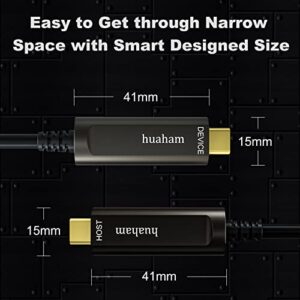 huaham USB C to USB C Fiber Optic Cable 15M/50FT, USB 3.1 Cable 10Gbps Gen2 Long Distance Transmission Slim, Ultra High Speed USB Cable for VR, Xbox, Logitech Camera, Laptop etc