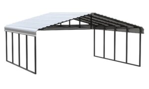 arrow carports galvanized steel carport, double car metal carport kit, 20' x 20' x 9', eggshell