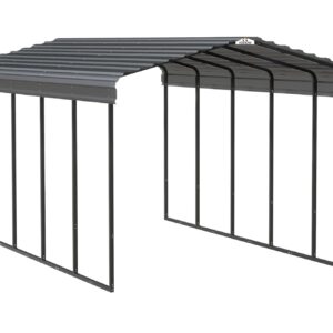 Arrow Carports Galvanized Steel Carport, Full-Size Metal Carport Kit, 12' x 24' x 9', Charcoal