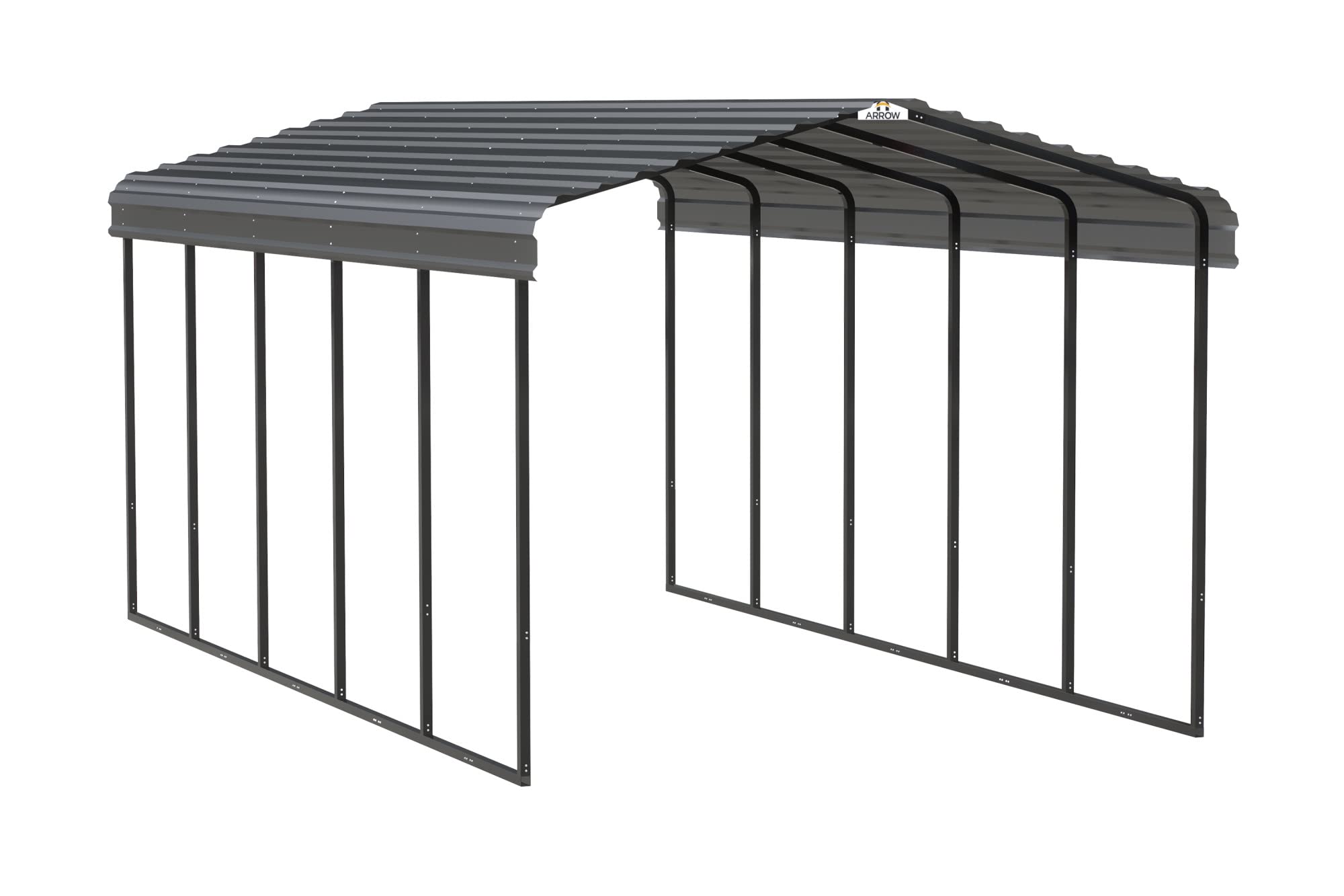 Arrow Carports Galvanized Steel Carport, Full-Size Metal Carport Kit, 12' x 24' x 9', Charcoal