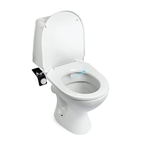 FirstHealth Fresh Water Bidet Attachment - Temperature and Pressure Control with Self-Cleaning Front and Back Wash - Easy No-Plumber Universal Installation for Round and Elongated Bowls