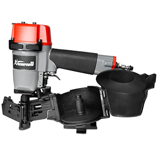 XtremepowerUS Coil Siding Roofing Nailer, Pneumatic Roofing Nails from 7/8" up to 1-3/4", 16 Degree Magazine Patio Roofing Nail Gun