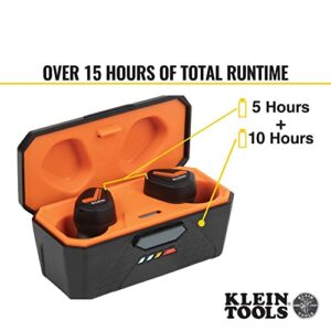 Klein Tools AESEB1 Bluetooth Jobsite Earbuds, Wireless Hearing Protection Earplugs with 28dB Noise Reduction Rating, 15-Hour Playtime