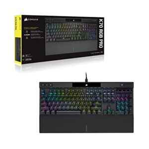 Corsair K70 RGB PRO Wired Mechanical Gaming Keyboard (CHERRY MX RGB Speed Switches: Linear and Rapid, 8,000Hz Hyper-Polling, PBT DOUBLE-SHOT PRO Keycaps, Soft-Touch Palm Rest) QWERTY, NA - Black