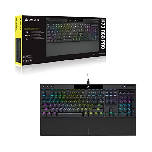 Corsair K70 RGB PRO Wired Mechanical Gaming Keyboard (CHERRY MX RGB Speed Switches: Linear and Rapid, 8,000Hz Hyper-Polling, PBT DOUBLE-SHOT PRO Keycaps, Soft-Touch Palm Rest) QWERTY, NA - Black