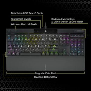 Corsair K70 RGB PRO Wired Mechanical Gaming Keyboard (CHERRY MX RGB Speed Switches: Linear and Rapid, 8,000Hz Hyper-Polling, PBT DOUBLE-SHOT PRO Keycaps, Soft-Touch Palm Rest) QWERTY, NA - Black