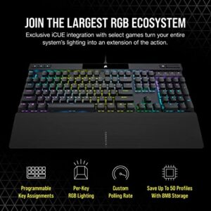 Corsair K70 RGB PRO Wired Mechanical Gaming Keyboard (CHERRY MX RGB Speed Switches: Linear and Rapid, 8,000Hz Hyper-Polling, PBT DOUBLE-SHOT PRO Keycaps, Soft-Touch Palm Rest) QWERTY, NA - Black