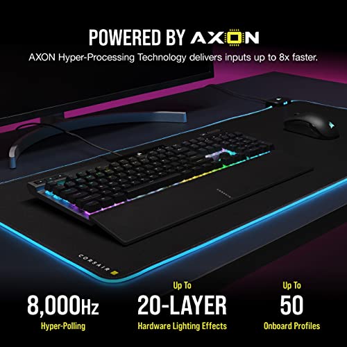 Corsair K70 RGB PRO Wired Mechanical Gaming Keyboard (CHERRY MX RGB Speed Switches: Linear and Rapid, 8,000Hz Hyper-Polling, PBT DOUBLE-SHOT PRO Keycaps, Soft-Touch Palm Rest) QWERTY, NA - Black