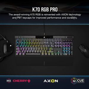 Corsair K70 RGB PRO Wired Mechanical Gaming Keyboard (CHERRY MX RGB Speed Switches: Linear and Rapid, 8,000Hz Hyper-Polling, PBT DOUBLE-SHOT PRO Keycaps, Soft-Touch Palm Rest) QWERTY, NA - Black