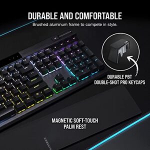 Corsair K70 RGB PRO Wired Mechanical Gaming Keyboard (CHERRY MX RGB Speed Switches: Linear and Rapid, 8,000Hz Hyper-Polling, PBT DOUBLE-SHOT PRO Keycaps, Soft-Touch Palm Rest) QWERTY, NA - Black