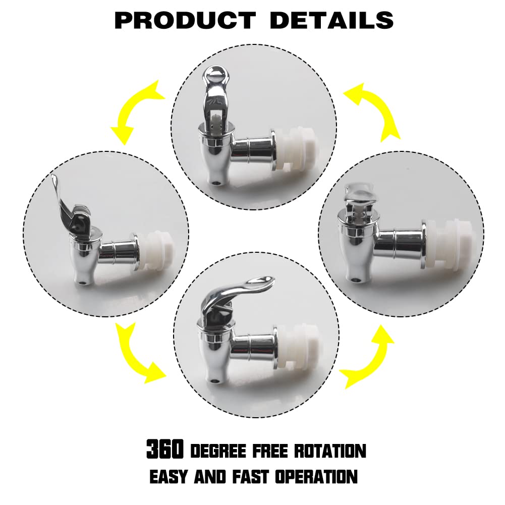 Drink Dispenser Spigot Spout Replacement Push Style Cooler faucet for Beverage Dispenser Carafe Water Bottle Jug Ceramic Water Crock Lever Pour Spout Tap BPA Free 4 Pack by GwenB