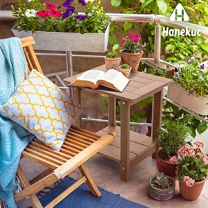 Hanekuc Double Adirondack Outdoor Side Table Weather Resistant,Patio Rectangular End Table for Outdoor Furnitures, Living Room, Bathroom (Teak)