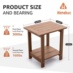 Hanekuc Double Adirondack Outdoor Side Table Weather Resistant,Patio Rectangular End Table for Outdoor Furnitures, Living Room, Bathroom (Teak)