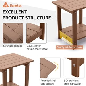 Hanekuc Double Adirondack Outdoor Side Table Weather Resistant,Patio Rectangular End Table for Outdoor Furnitures, Living Room, Bathroom (Teak)