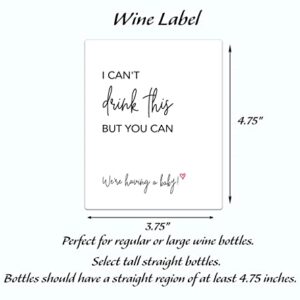 I can't drink this but you can ● SET of 5 ● GENDER NEUTRAL Pregnancy Announcement Wine Labels, Baby Announcement Wine Label, Pregnancy Reveal, Alternative to Card WATERPROOF A200-5IDT