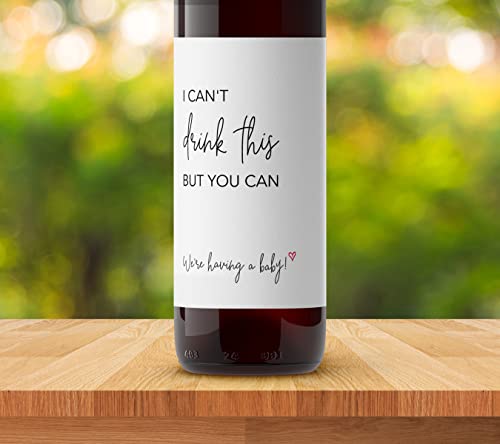 I can't drink this but you can ● SET of 5 ● GENDER NEUTRAL Pregnancy Announcement Wine Labels, Baby Announcement Wine Label, Pregnancy Reveal, Alternative to Card WATERPROOF A200-5IDT