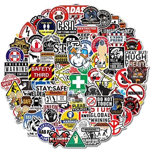 Toolbox Hard hat Stickers, 100 Pcs, Construction Workers Funny Stickers for Tool Box Helmet Hood Hard Hat Water Bottle