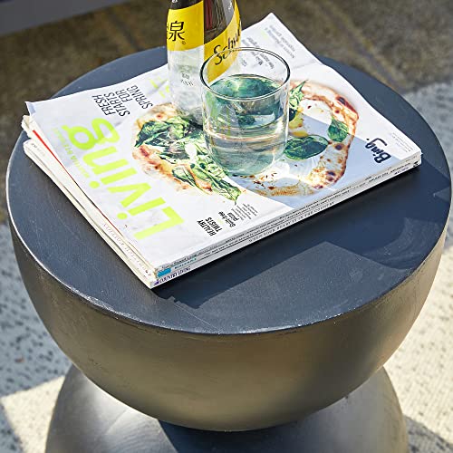 glitzhome Modern Decorative Garden Stool Heavy Duty Patio Sturdy Faux Terrazzo Garden Stool Side Table Plant Table for Indoor Covered Outdoor, 17.75”H, Black