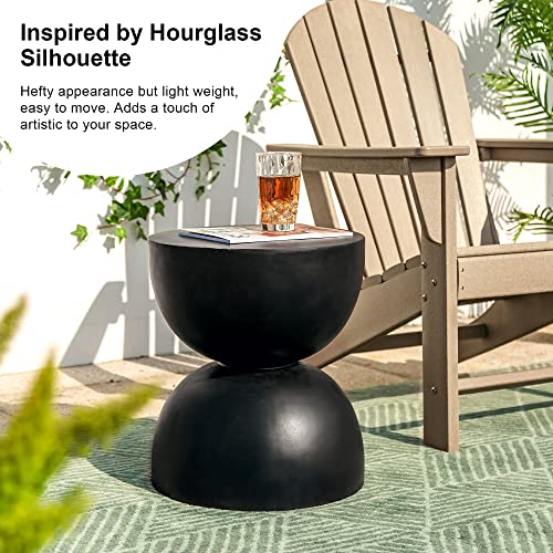 glitzhome Modern Decorative Garden Stool Heavy Duty Patio Sturdy Faux Terrazzo Garden Stool Side Table Plant Table for Indoor Covered Outdoor, 17.75”H, Black