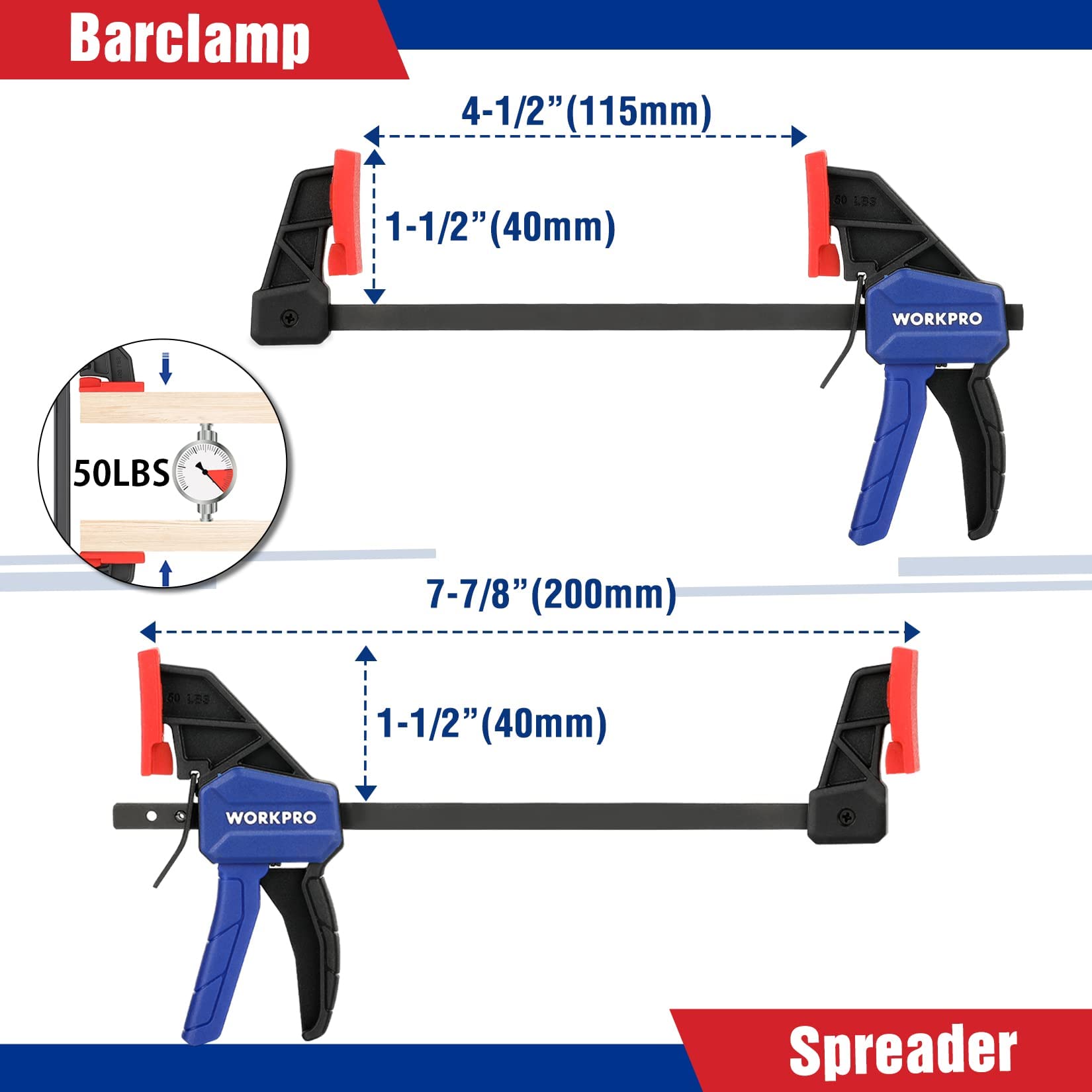 WORKPRO Pneumatic Brad Nailer+WORKPRO 8-Piece Clamp Set for Woodworking