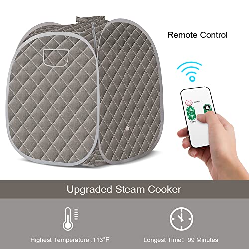 ZONEMEL Portable Steam Sauna for Home Full Body ​Sauna Spa, Relaxation, Personal Sauna with 3L 1000 Watt Steam Generator, 9 Temperature Levels, Remote Control-Dark Grey