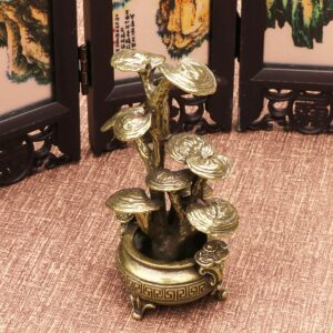 lotonjt brass statue miniature ganoderma mushroom bonsai sculpture fairy herb feng shui money tree garden yart art retro metal statue indoor decor tearoom metaphysical talisman wealth prosperity