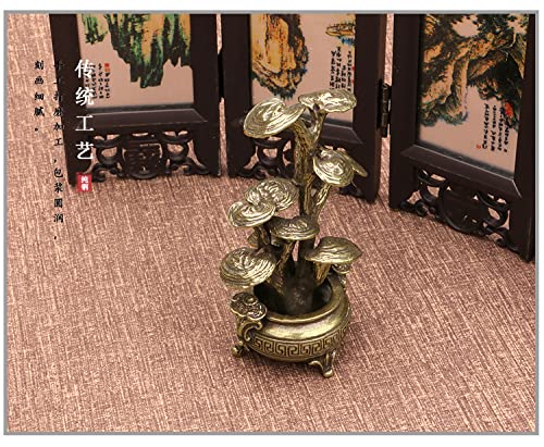 LOTONJT Brass Statue Miniature Ganoderma Mushroom Bonsai Sculpture Fairy Herb Feng Shui Money Tree Garden Yart Art Retro Metal Statue Indoor Decor Tearoom Metaphysical Talisman Wealth Prosperity