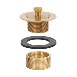 100% Brass Lift and Turn Bathtub Drain Set w/Overflow Plate - Drain Conversion Kit - Fits All Bathtub Sizes - Universal Fine/Coarse Thread - Designed & Tested in America (Brushed Gold)