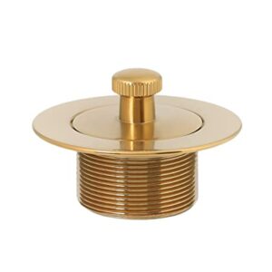 100% Brass Lift and Turn Bathtub Drain Set w/Overflow Plate - Drain Conversion Kit - Fits All Bathtub Sizes - Universal Fine/Coarse Thread - Designed & Tested in America (Brushed Gold)