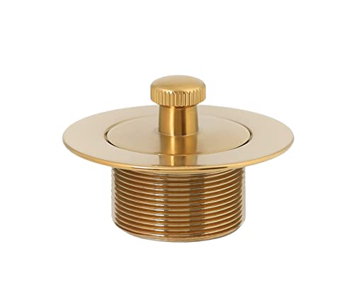 100% Brass Lift and Turn Bathtub Drain Set w/Overflow Plate - Drain Conversion Kit - Fits All Bathtub Sizes - Universal Fine/Coarse Thread - Designed & Tested in America (Brushed Gold)