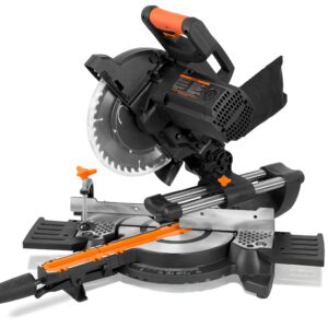 WEN MM1011T 15-Amp 10-Inch Single Bevel Compact Sliding Compound Miter Saw with Laser, Black