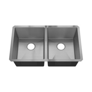 Sinber 32" x 19" x 10" Undermount Double Bowl Kitchen Sink with 18 Gauge 304 Stainless Steel Satin Finish HU3219D (Sink Only)