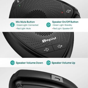 USB Speakerphone, Lepist Computer Speakers with Microphone for 4 People Business Conference 360° Voice Pickup, USB Skype Speakerphone Conference Call Speaker with Microphone, Plug and Play, LE2101N