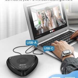 USB Speakerphone, Lepist Computer Speakers with Microphone for 4 People Business Conference 360° Voice Pickup, USB Skype Speakerphone Conference Call Speaker with Microphone, Plug and Play, LE2101N