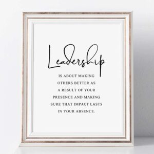 leadership print office wall decor retirement gift business inspirational print gift for good leader boss gift boss office gift - 8x10 inch no frame