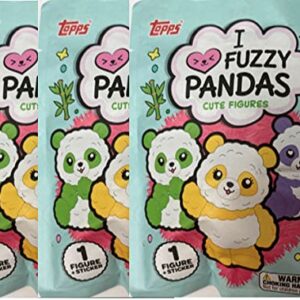 3 PACKS: 2021 Topps 'I Love Fuzzy Pandas' Cute Figures (1 figure & 1 sticker/pk)