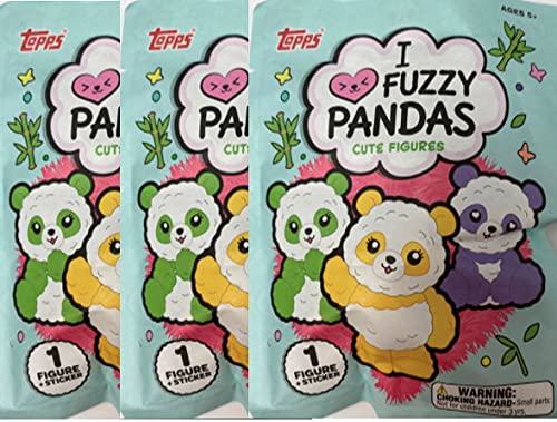 3 PACKS: 2021 Topps 'I Love Fuzzy Pandas' Cute Figures (1 figure & 1 sticker/pk)