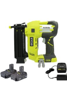 ryobi (renewed) p320 airstrike 18 volt one+ lithium ion cordless brad nailer with new batteries and chager