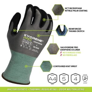 Armor Guys Kyorene Pro 00-840 Protective Work Gloves – Nitrile Palm Gloves – A4 Cut Resistant Graphene Gloves – Construction Gloves and Sheet Metal Handling Gloves, Size L, 3/PK