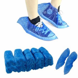 disposable shoe & working boot covers by p&p medical surgical waterproof durable non-slip resistant polypropylene for offices indoor carpet protection one size for indoors and outdoors 100 (50 pairs)