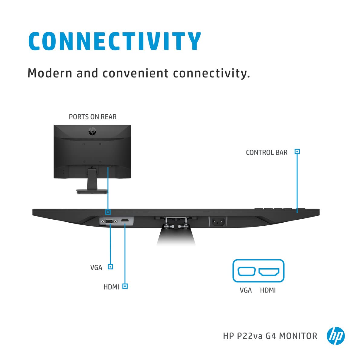 HP P22va G4 21.5 inch 1080P Computer Monitor, Full HD Anti-Glare VA Display, 3000:1 Contrast Ratio, HDMI, VGA, VESA Mount, Low Blue Light Mode, Ideal for Home and Business, Black (2022 Latest Model)